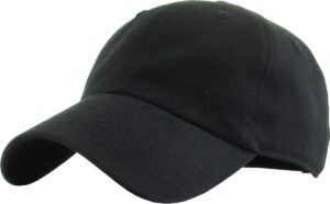 kb-low blk classic cotton dad hat adjustable plain cap. polo style low profile (unstructured) (classic) black adjustable