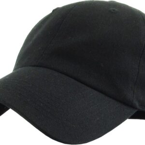 KB-LOW BLK Classic Cotton Dad Hat Adjustable Plain Cap. Polo Style Low Profile (Unstructured) (Classic) Black Adjustable