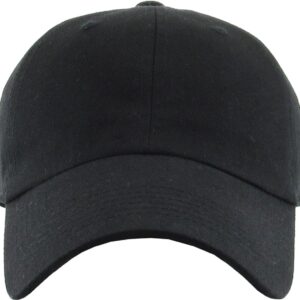 KB-LOW BLK Classic Cotton Dad Hat Adjustable Plain Cap. Polo Style Low Profile (Unstructured) (Classic) Black Adjustable