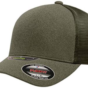 Flexfit Melange UniPanel Trucker Cap, Olive, Large/XLarge