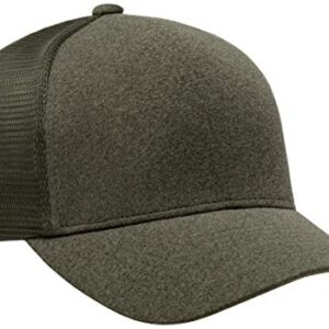 Flexfit Melange UniPanel Trucker Cap, Olive, Large/XLarge