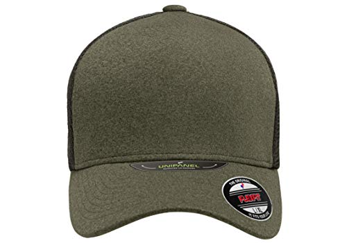 Flexfit Melange UniPanel Trucker Cap, Olive, Large/XLarge