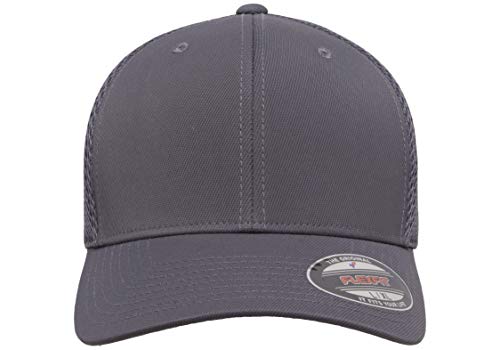 Flexfit Unisex Ultrafibre Airmesh Fitted Trucker Hat, Dark Grey, Large-X-Large