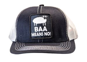 f/u livestock baa means no (black/white, baseball)