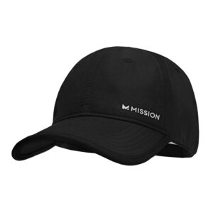 mission cooling performance hat, black - unisex baseball cap for men & women - lightweight & adjustable - cools up to 2 hours - upf 50 sun protection - machine washable