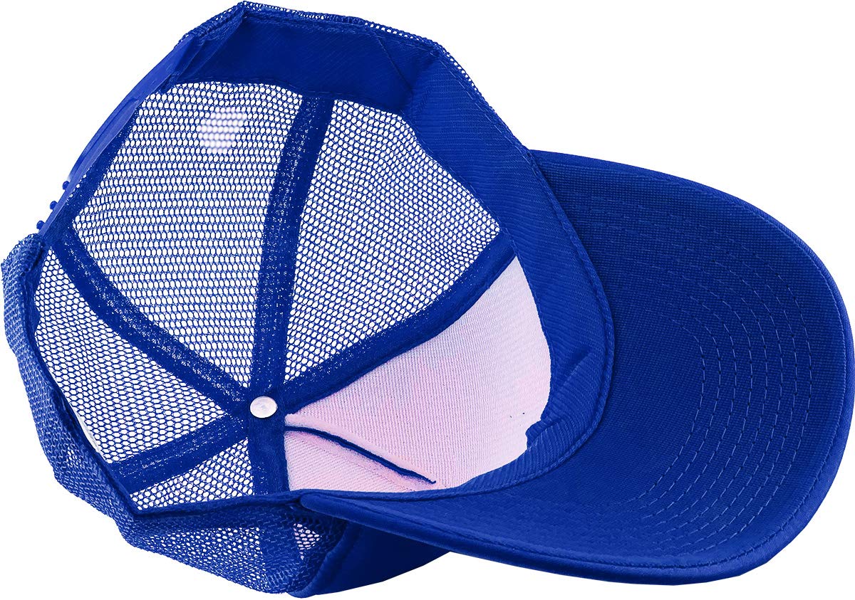 Trucker Roy Classic Foam Front Mesh Back Trucker Hat Baseball Cap Plastic Adjustable Snapback (One Size, Royal Blue)