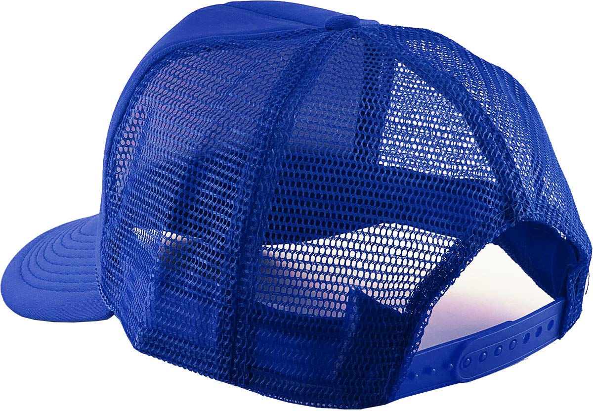 Trucker Roy Classic Foam Front Mesh Back Trucker Hat Baseball Cap Plastic Adjustable Snapback (One Size, Royal Blue)