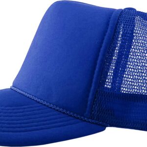 Trucker Roy Classic Foam Front Mesh Back Trucker Hat Baseball Cap Plastic Adjustable Snapback (One Size, Royal Blue)