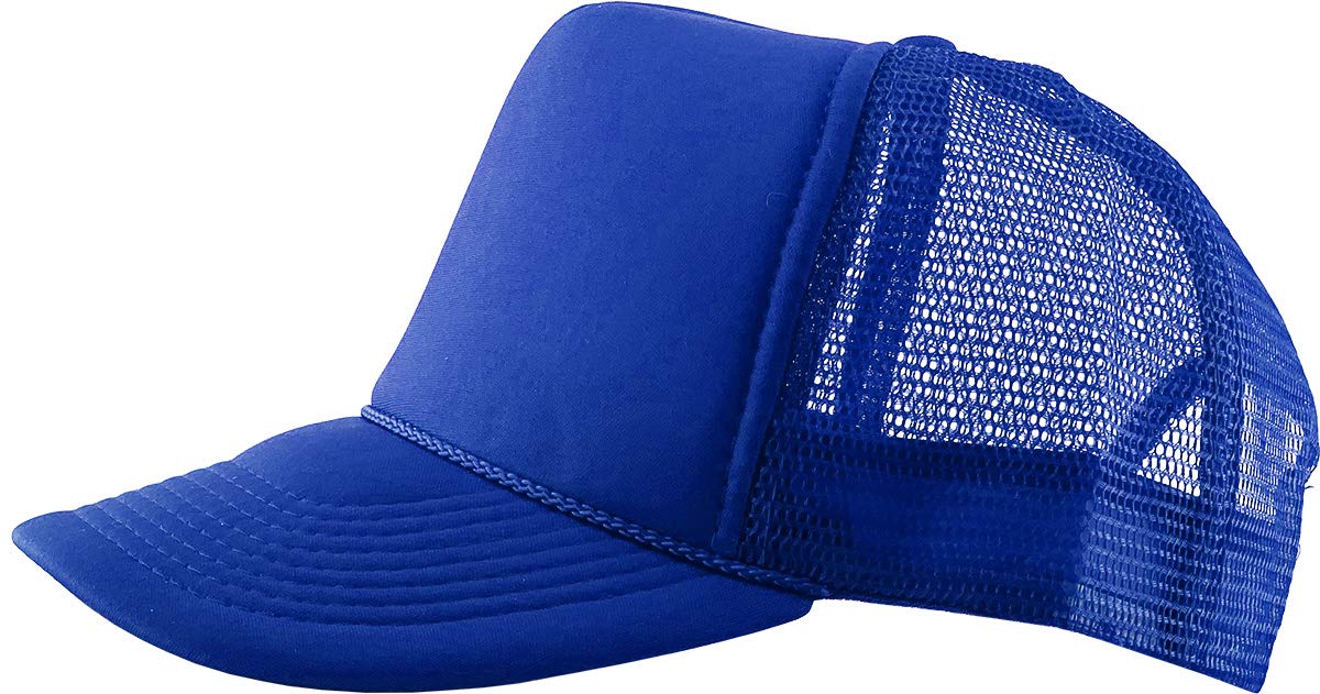 Trucker Roy Classic Foam Front Mesh Back Trucker Hat Baseball Cap Plastic Adjustable Snapback (One Size, Royal Blue)