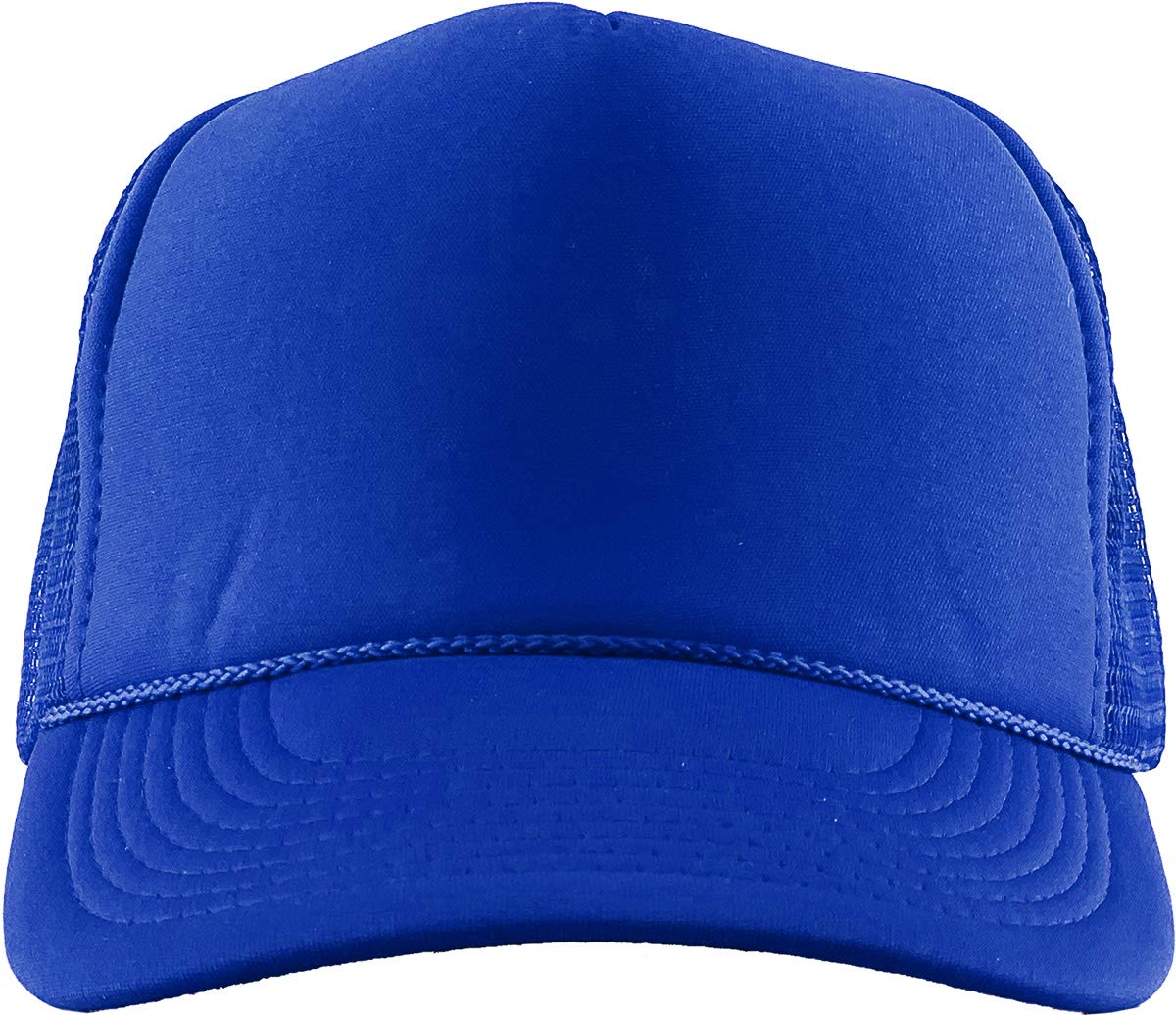 Trucker Roy Classic Foam Front Mesh Back Trucker Hat Baseball Cap Plastic Adjustable Snapback (One Size, Royal Blue)