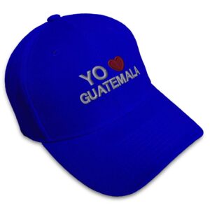 baseball cap yo amo guatemala embroidery foreign languages spanish acrylic hats for men & women strap closure royal blue design only