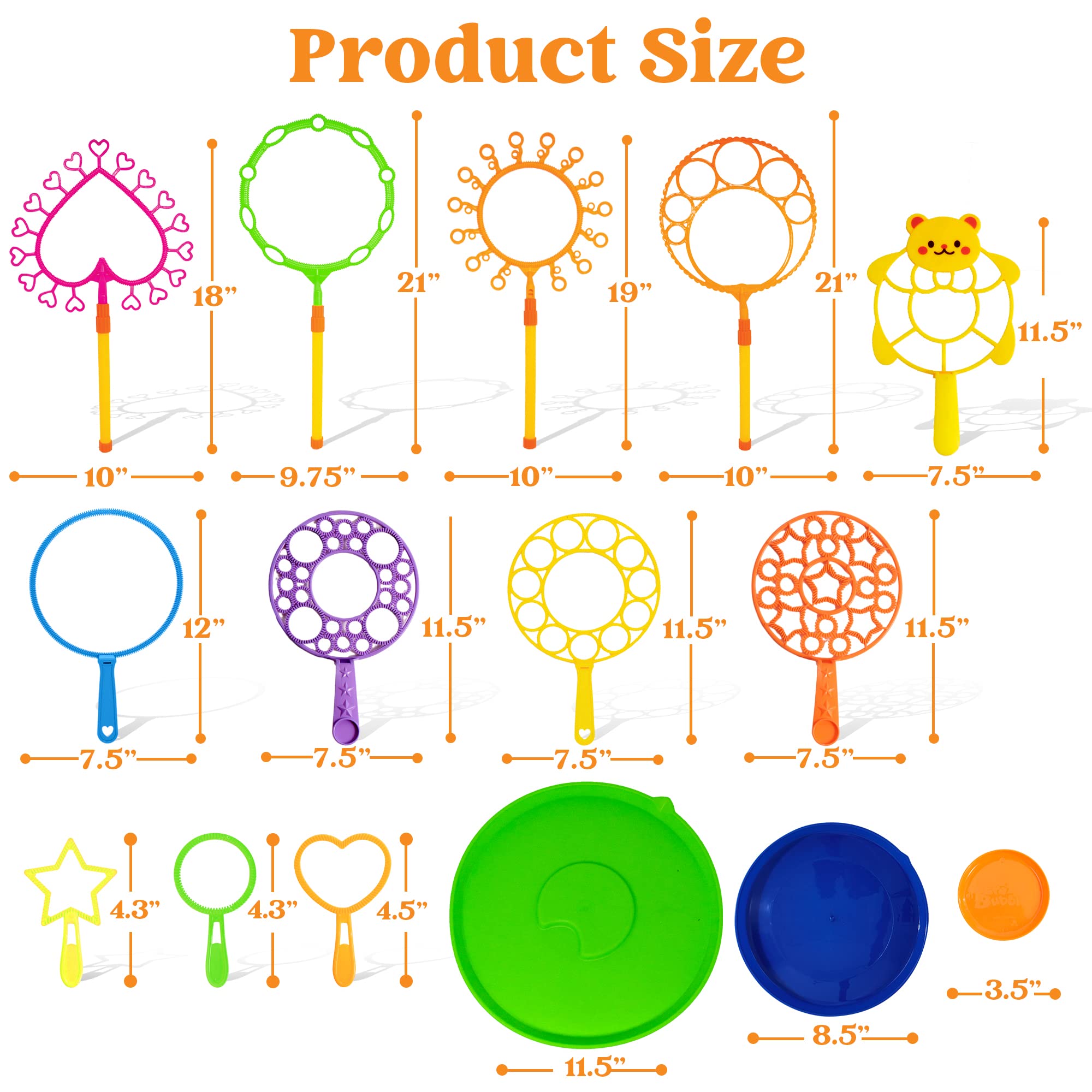 JOYIN Big Bubble Wands Set with with Tray, 21" Giant Bubble Wands Bulk for Kids, Summer, Outdoor Play Period & Birthday Party & Games, 6 Pcs Bubble Solution Suitable, Suitable for All Age People