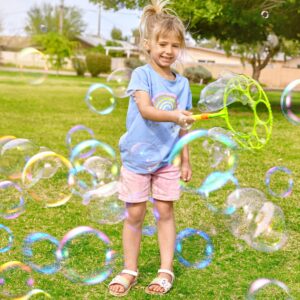 JOYIN Big Bubble Wands Set with with Tray, 21" Giant Bubble Wands Bulk for Kids, Summer, Outdoor Play Period & Birthday Party & Games, 6 Pcs Bubble Solution Suitable, Suitable for All Age People