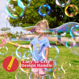 JOYIN Big Bubble Wands Set with with Tray, 21" Giant Bubble Wands Bulk for Kids, Summer, Outdoor Play Period & Birthday Party & Games, 6 Pcs Bubble Solution Suitable, Suitable for All Age People