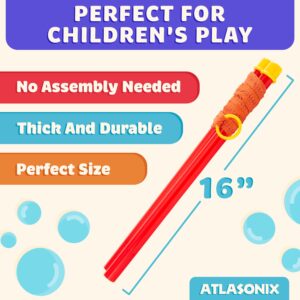 Atlasonix Giant Bubble Wand, Giant Bubble Maker, Big Bubble Wand, Large Bubble Wand, Bubble Sticks, Outdoor Toys for Kids, Bubble Kit, Wands & Bubble Mix for Making 2 Gallons of Bubble Solution