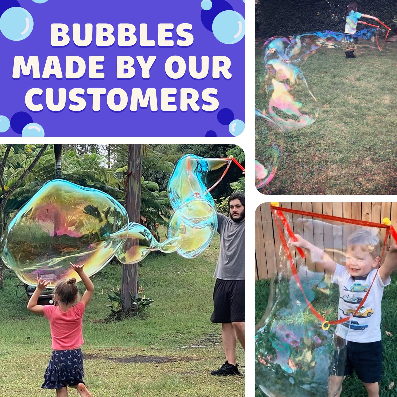 Atlasonix Giant Bubble Wand, Giant Bubble Maker, Big Bubble Wand, Large Bubble Wand, Bubble Sticks, Outdoor Toys for Kids, Bubble Kit, Wands & Bubble Mix for Making 2 Gallons of Bubble Solution