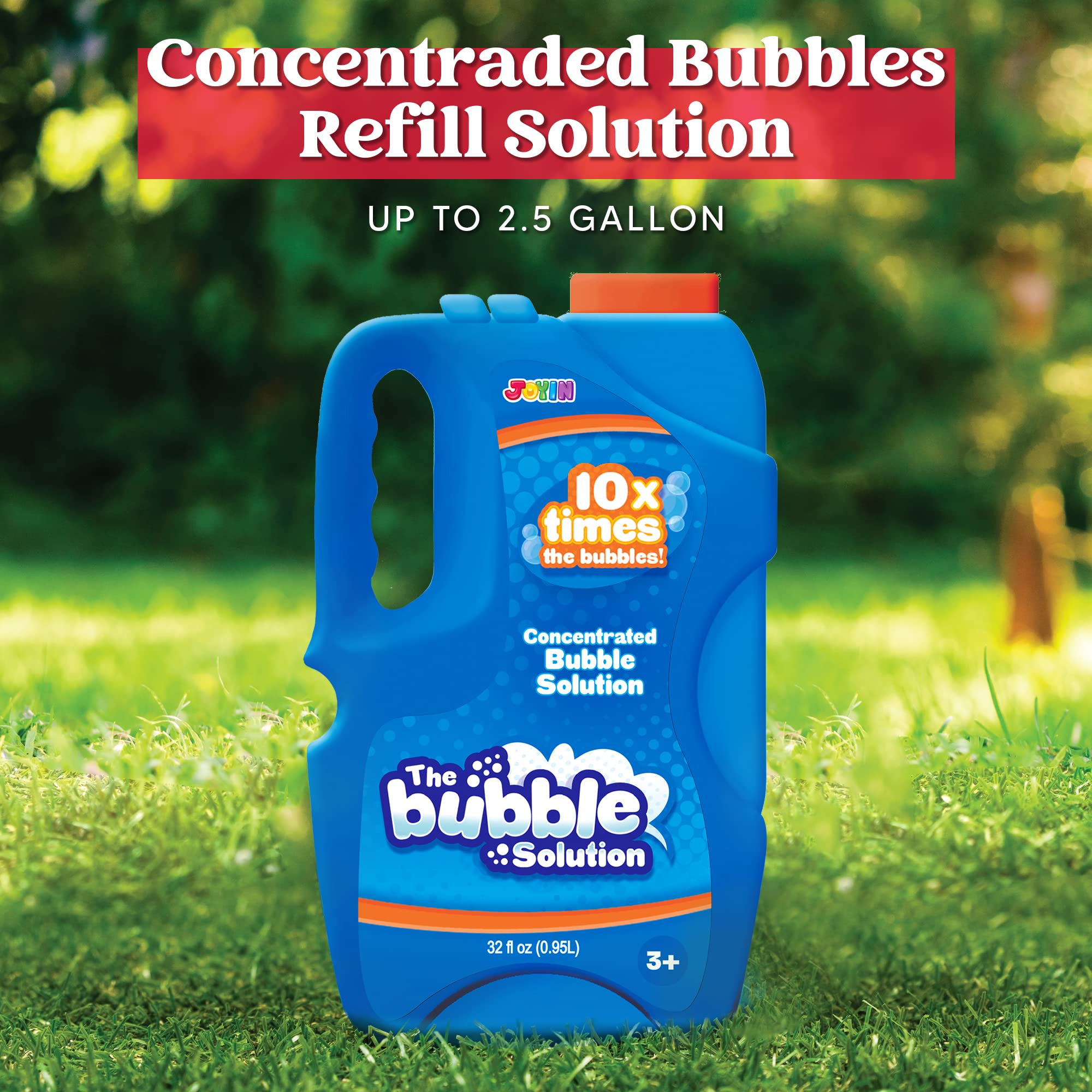 JOYIN 32 oz Bubble Solution Refills (close to 1L/ 2.5 Gallon) Big Bubble Solution, Bubble Concentrated for Easter Bubbles, Bubble Machine, Bubble Gun, Bubble Wands, Bubble Mower, Bubble Juice Refills