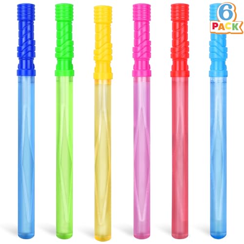 JOYIN 14.6’’ Big Bubble Wands for Kids, 1 Dozen Bubble Wand Bulk with Bubbles Refill Solution for Summer Toy Party Favor, Outdoors Activity, Easter Basket Stuffers, Birthday Gift