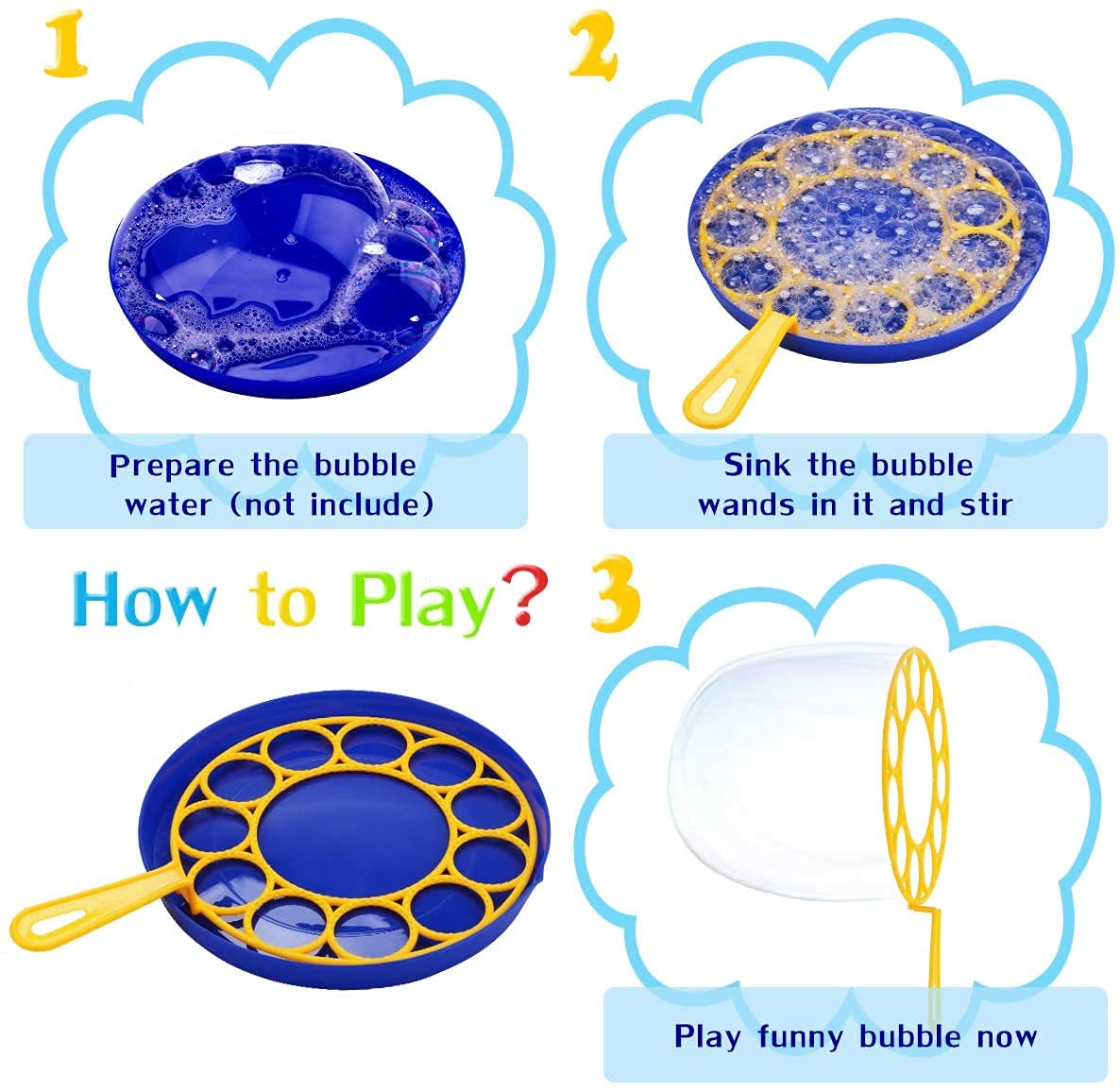 B bangcool Big Bubble Wands Set: Large Bubble Maker, Giant Bubble Wand Bubbles Maker with Tray Bubble Sticks for Kids