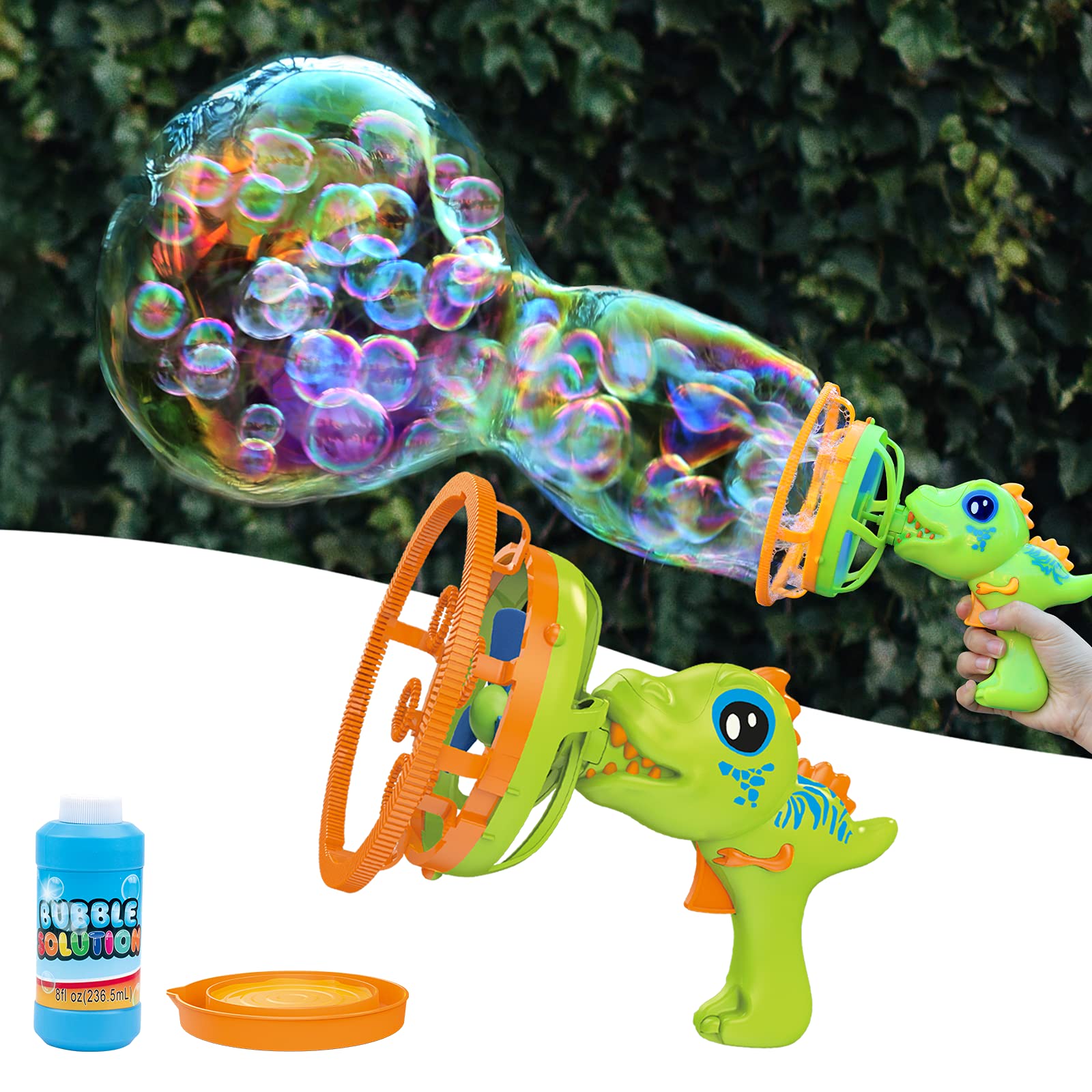 Bubble Gun Bubble Machine Dinosaur Bubble Blower Toy for Kids and Toddlers Bubble in Bubble Gun Party Favors Birthday for 3 4 5 6 7 8 9 Years Old Boys and Girls