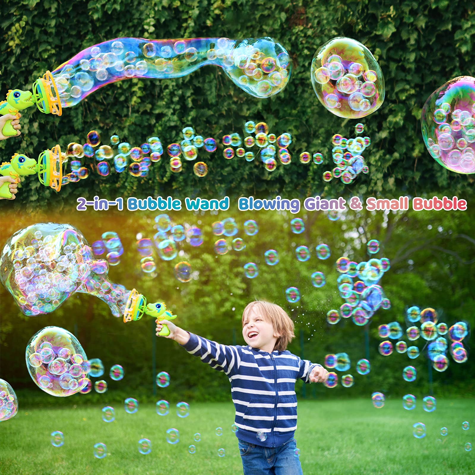 Bubble Gun Bubble Machine Dinosaur Bubble Blower Toy for Kids and Toddlers Bubble in Bubble Gun Party Favors Birthday for 3 4 5 6 7 8 9 Years Old Boys and Girls