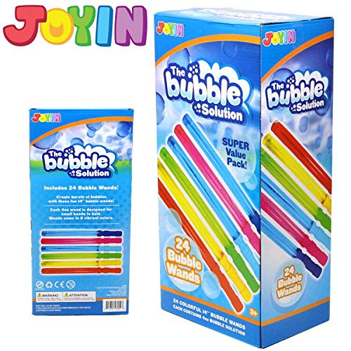 JOYIN 24 Pack 14.6’’ Big Bubble Wands Bulk (2 Dozen) for Summer Toy, Outdoor/Indoor Activity Use, Easter, Bubbles Party Favors Supplies for Kids