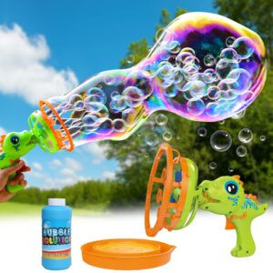 bubble gun for kids ages 4-8 - big bubble machine for toddlers 1-3-5 year old, giant bubble wand for outside, boy birthday gifts ideas, dinosaur bubble blower, large bubble maker, outdoor bubble toys