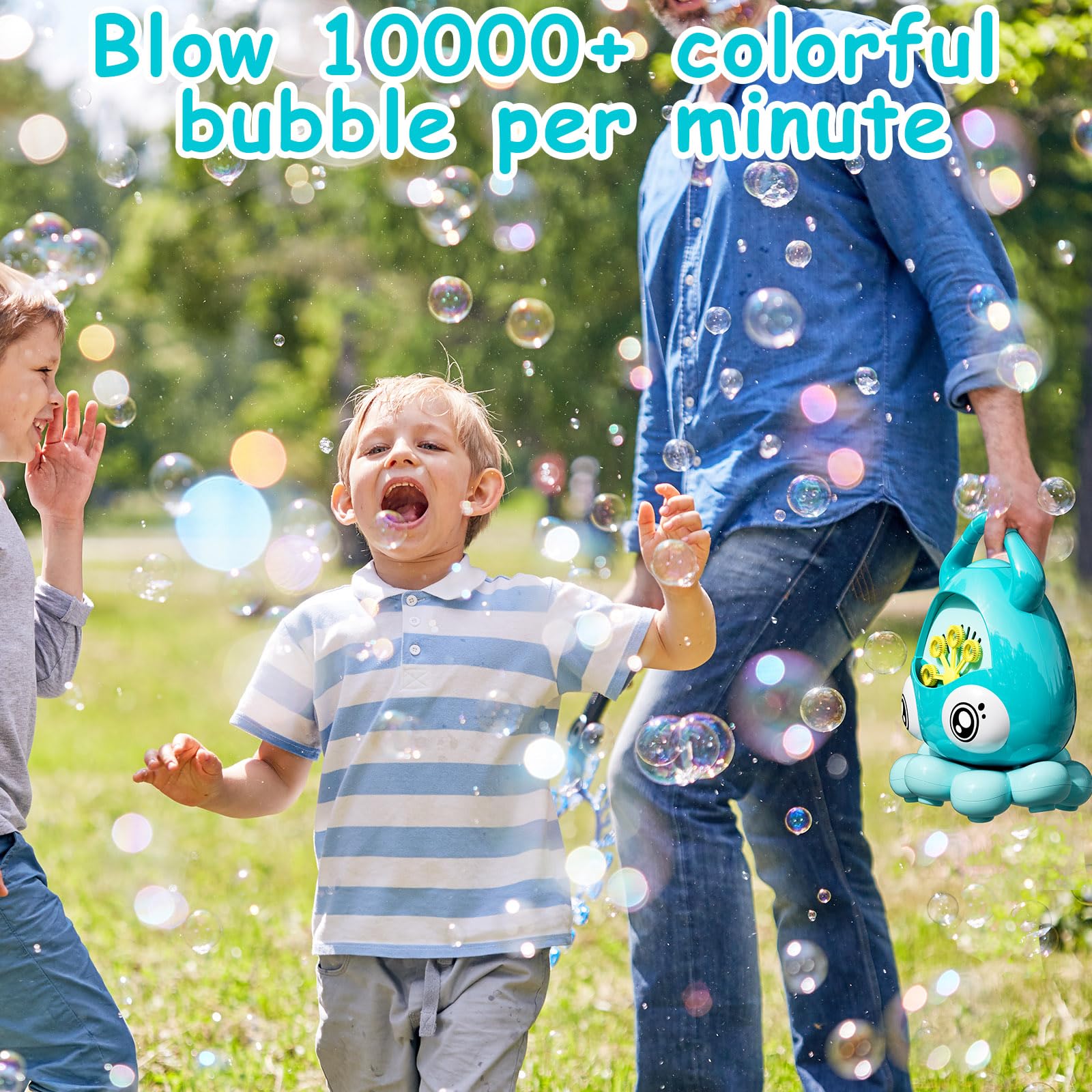 Bubble Machine, Cute Octopus Automatic Bubble Blower, 10000+ Bubbles Per Minute Bubbles Kids Toys for Ages 2-4 5 6 7 8 9 10 11 12,Kid for Birthday Wedding Party Indoor Outdoor Toy Blue