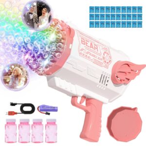 skirfy bubble machine gun,easter gfit kids toys 112 holes bubble gun with colorful lights and 34 pack bubble solution,bubble makers for kids age 4-8,party favors outdoor toys for wedding birthday pets