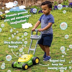 John Deere Bubble-N-Go Mower – Toy Lawn Mower with Bubble Solution | Green Automatic Bubble Machine | No Batteries Required – Sunny Days Entertainment,Green/Yellow