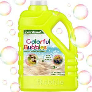 zerhunt bubbles for kids toddlers: 33.8oz bubble concentrate solution for bubble machine| bubble solution refill for giant bubble wand, bubble gun blower, birthday party favors wedding(yellow)