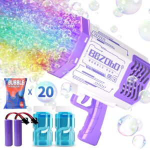 bazooka bubble gun, bubble machine with 2 batteries, led lights, 69 holes bubble machine gun for kids ages 3 4 5 6 7 8 boy girl birthday party favors toddler outdoor toys - bubble blower purple