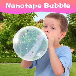 Nano Tape Bubble Kit DIY Set Nano Bubble Tape Toy Kit with Glitter Bubbles Balloon Double Sided Tape for Kids Girls Adult Party Favors Gifts Fidget Toy Craft (Accessories1)