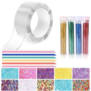 nano tape bubble kit diy set nano bubble tape toy kit with glitter bubbles balloon double sided tape for kids girls adult party favors gifts fidget toy craft (accessories1)