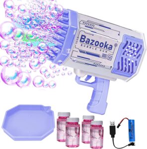 bubble gun, bazooka bubble gun, 69 hole bubble gun with 4 bottles of bubble liquid, for children adults, indoor and outdoor birthday wedding party events