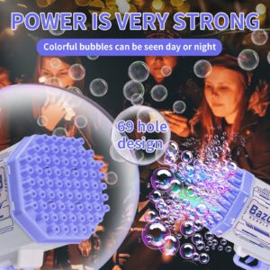 Bubble Gun, Bazooka Bubble Gun, 69 Hole Bubble Gun with 4 Bottles of Bubble Liquid, for Children Adults, Indoor and Outdoor Birthday Wedding Party Events