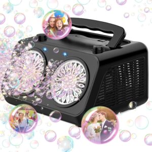 bubble machine, automatic bubble blower with 2 independent bubble motors, bubble maker for kids with 30000+ bubbles per minute, outdoor toys for parties, birthday, wedding, christmas