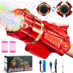 rohsce bubble machine gun, automatic bubble blaster for toddlers kids ages 5 6 7 8 9 10 11 12 year old, great gifts for children adult, bubble shooter with led lights for outdoor party, bubble blower