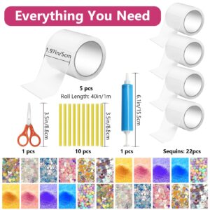 5+35 Pieces Nano Tape Bubbles Kit, Anglecai 5 Pack Double Sided Tape Plastic Super Elastic Bubbles Nano Tape DIY Craft Kit for Party Favors