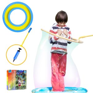 kid in a bubble toy giant bubble wand big bubbles hoop with dipping pool tray, fun outdoor toys playtime activity summer toy set for kids and adults birthday party game (basic kit)