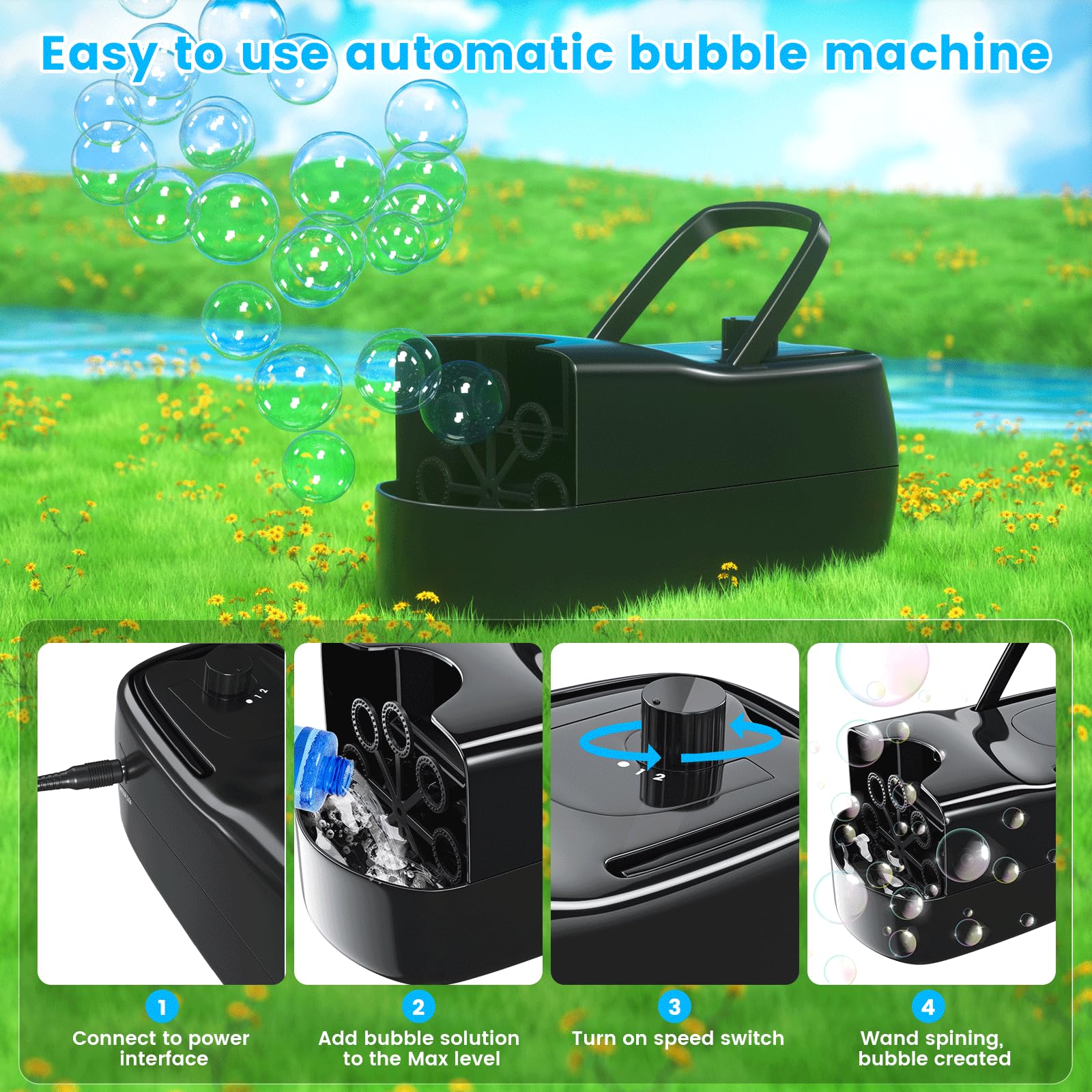 Bubble Machine, Electronic Bubble Blower, Automatic Bubble Maker, Portable Decoration Accessory for Weddings, Kids, Party