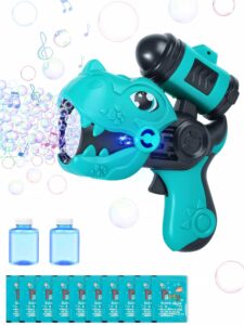 dinosaur bubble gun blaster for kids, bubble machine blower maker with lights & sounds,bubble guns for toddlers 1-3,outdoor summer toys gifts for boys girls