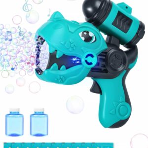 Dinosaur Bubble Gun Blaster for Kids, Bubble Machine Blower Maker with Lights & Sounds,Bubble Guns for Toddlers 1-3,Outdoor Summer Toys Gifts for Boys Girls