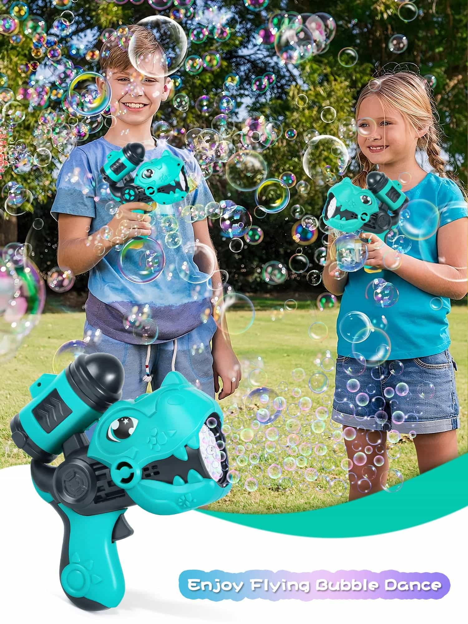 Dinosaur Bubble Gun Blaster for Kids, Bubble Machine Blower Maker with Lights & Sounds,Bubble Guns for Toddlers 1-3,Outdoor Summer Toys Gifts for Boys Girls