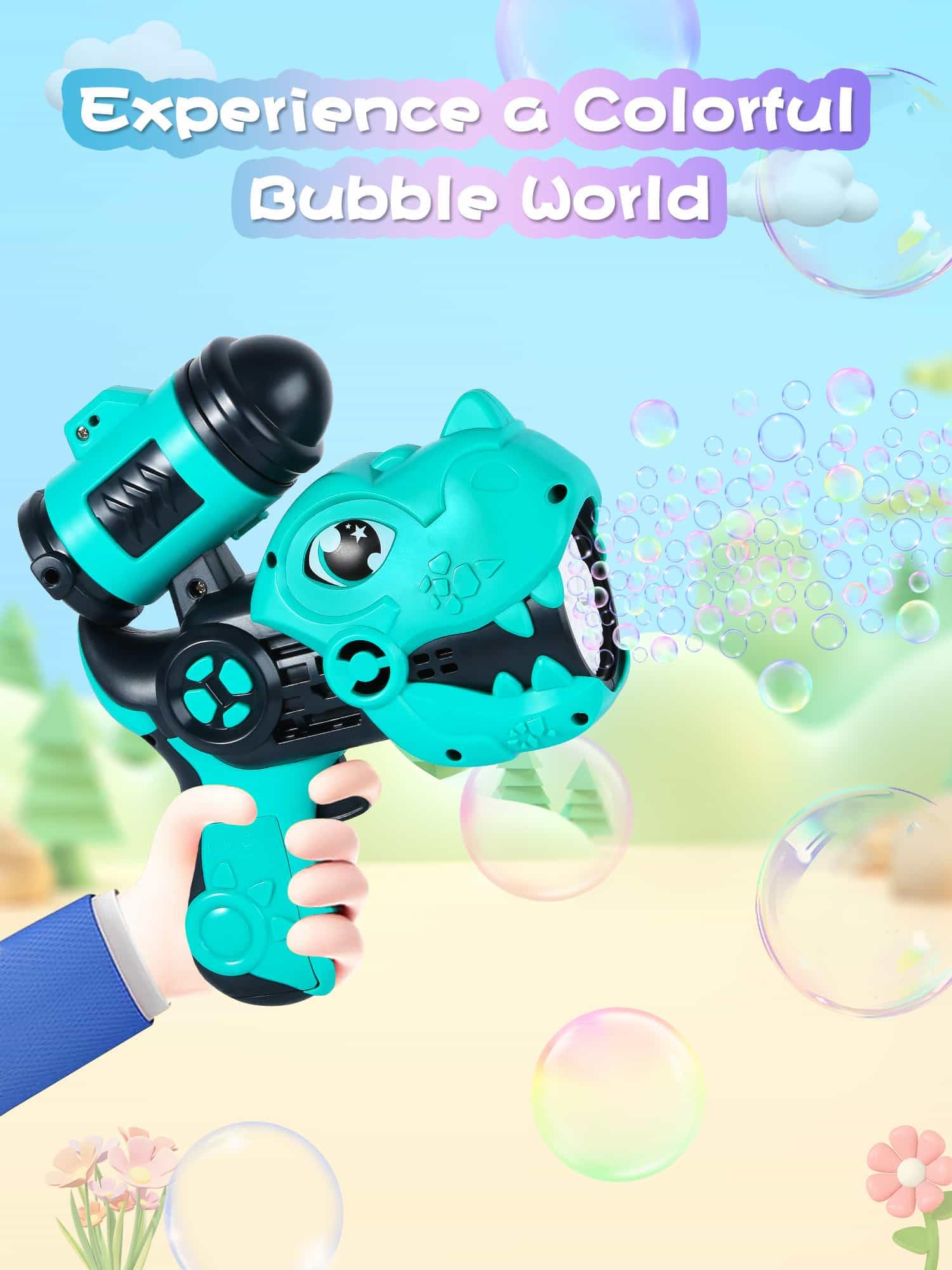 Dinosaur Bubble Gun Blaster for Kids, Bubble Machine Blower Maker with Lights & Sounds,Bubble Guns for Toddlers 1-3,Outdoor Summer Toys Gifts for Boys Girls