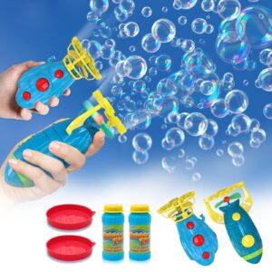 bubble gun for kids - bubble machine gun in submarine&rocket shaped with 2 bottles of bubble solution, automatic bubble gun for toddlers, toy gift for boys and girls(2 pcs)