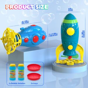 Bubble Gun for Kids - Bubble Machine Gun in Submarine&Rocket Shaped with 2 Bottles of Bubble Solution, Automatic Bubble Gun for Toddlers, Toy Gift for Boys and Girls(2 Pcs)