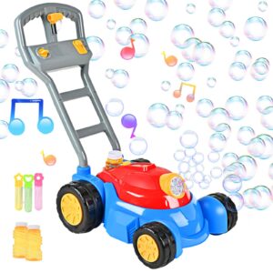 upgraded bubble lawn mower toddler toys, kids bubbles toys for boys girls age 1 2 3 4 5 6 year old, toddler birthday outdoor party favors easter gifts