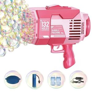 timberridge line bubble gun – bubble machine with led lights – 132-hole bubble machine for parties, summer, wedding, outdoor play – bubble blower for kids and adults – automatic bubble blaster