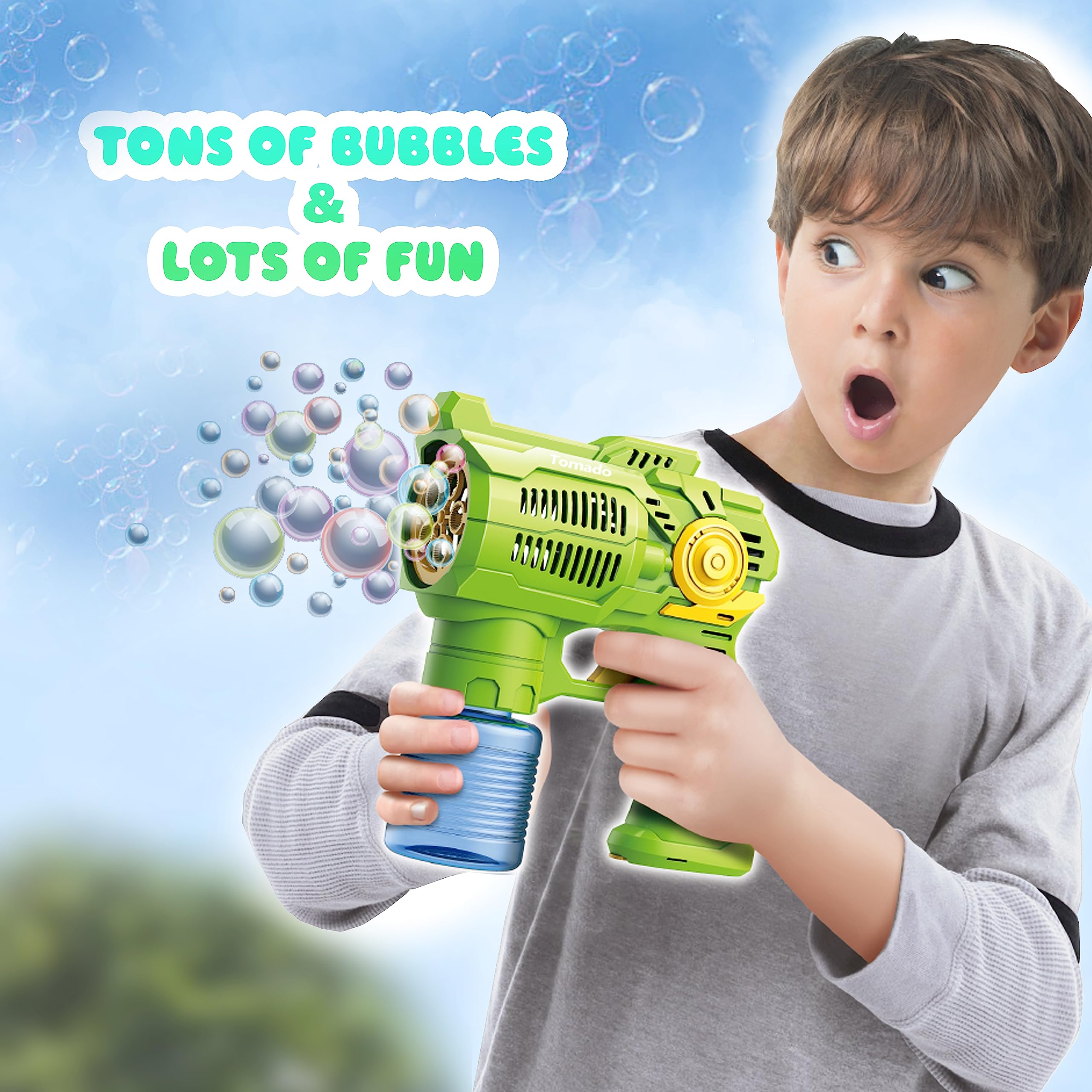 Bubble Guns with Batteries and Refill Solutions Included - Set of 2 High Efficiency Bubbles Toys for Boys, Girls, Toddlers and Kids! for Indoor & Outdoor Play (2 Pack)